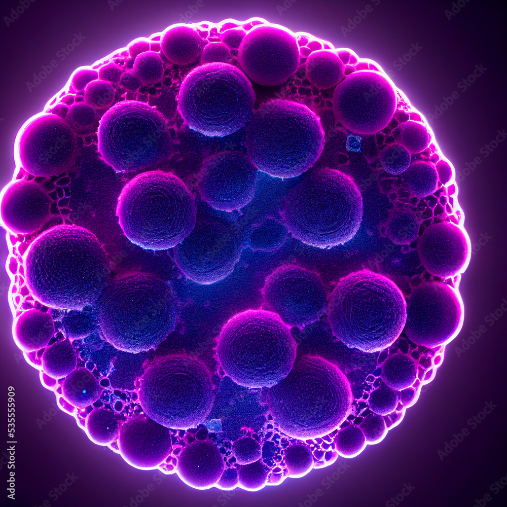 Beautiful Electronic Microscopy Of Purple Bacteria Growing - Medical ...