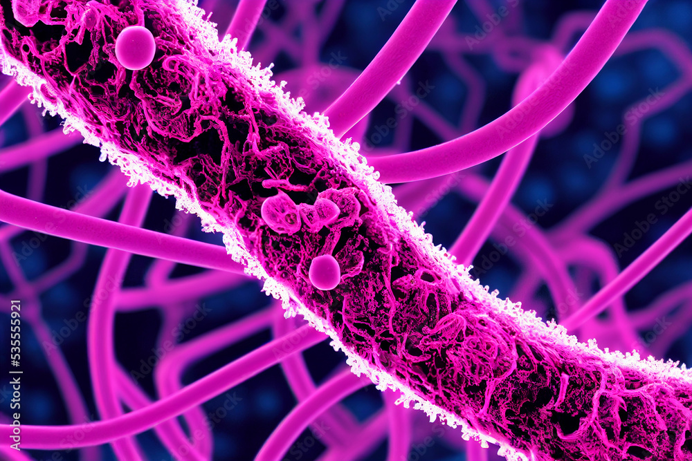 Beautiful Electronic Microscopy Of Pink Bacteria - Medical Illustration ...