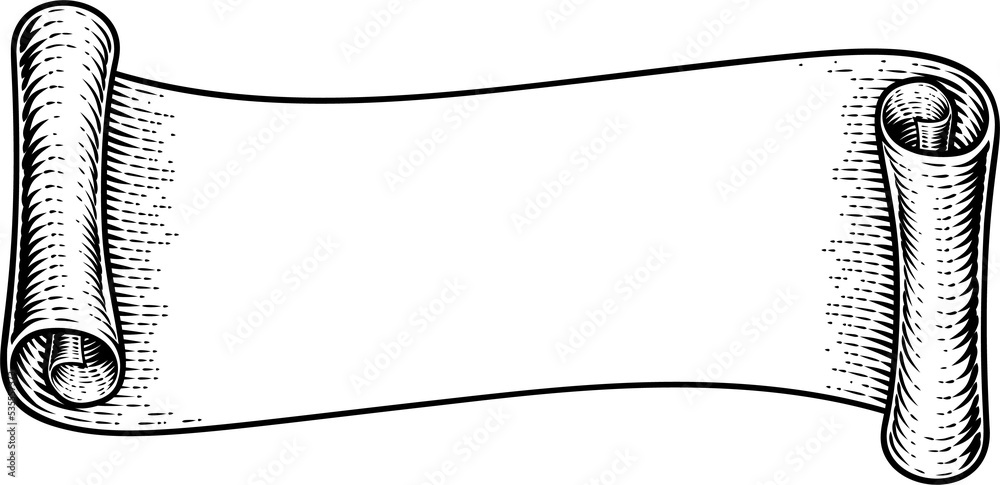 Scroll Vintage Flag Paper Banner Ribbon Woodcut Stock Illustration ...