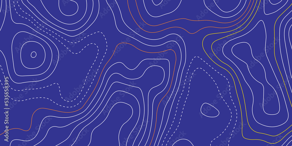 The stylized colorful wavy abstract topographic map contour, lines ...