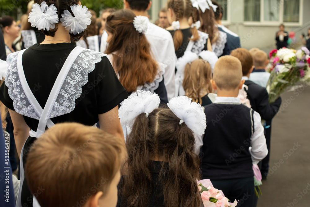 First-graders go to school. Children go to school. Steam day at school ...