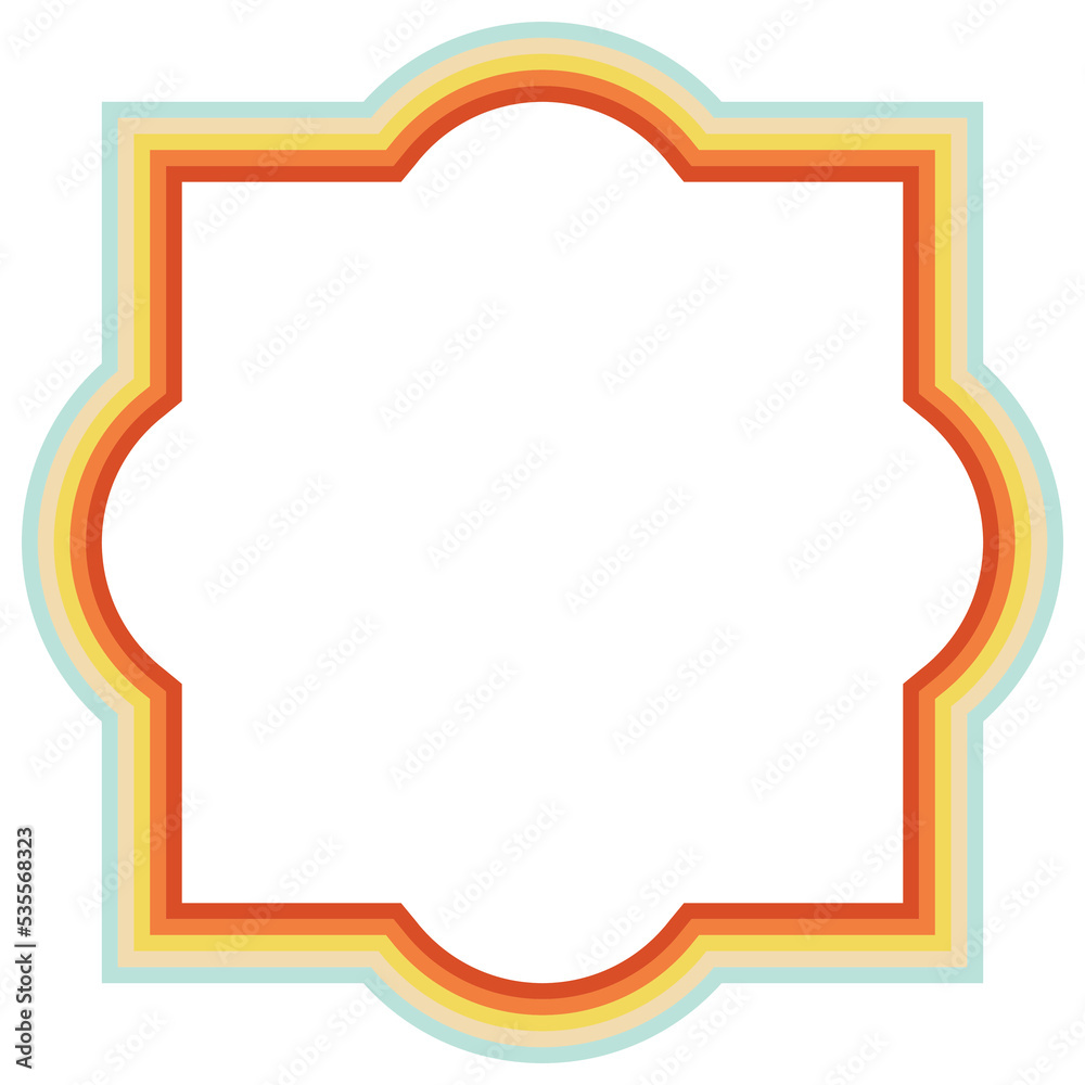 70s style retro colors frame template. Stripes decorative border. Lines ...