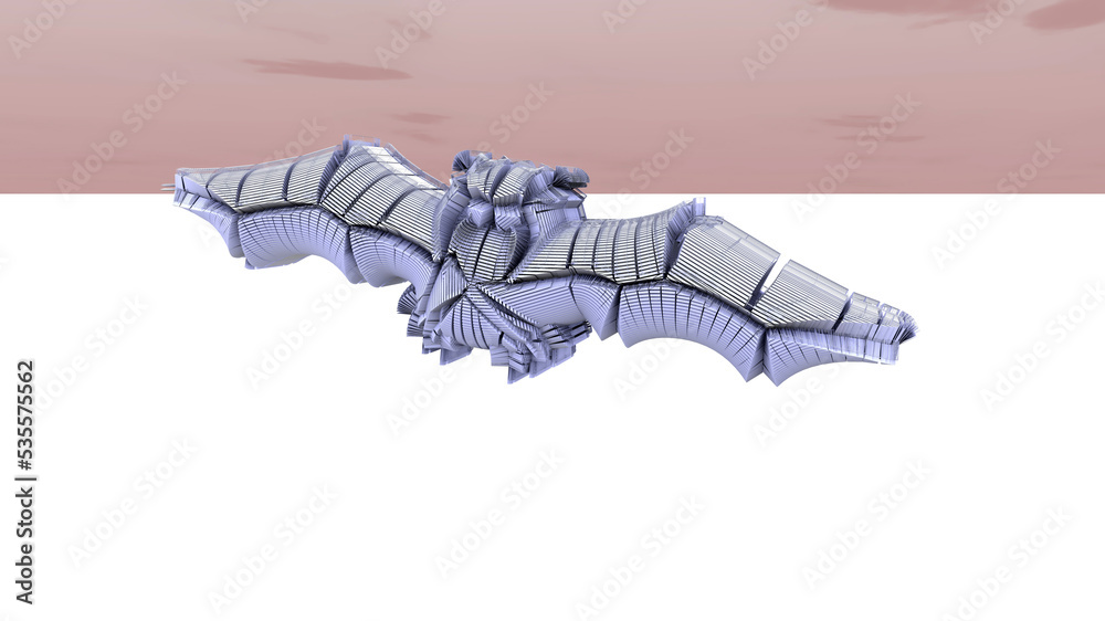 Illustration of a bat. Modelers can see mesh before converting to subd ...