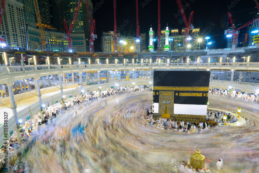 Crowd of people making Tawaf around The Holy Kaaba in Makkah during ...