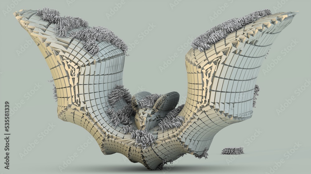 Illustration of a bat. Modelers can see mesh before converting to subd ...