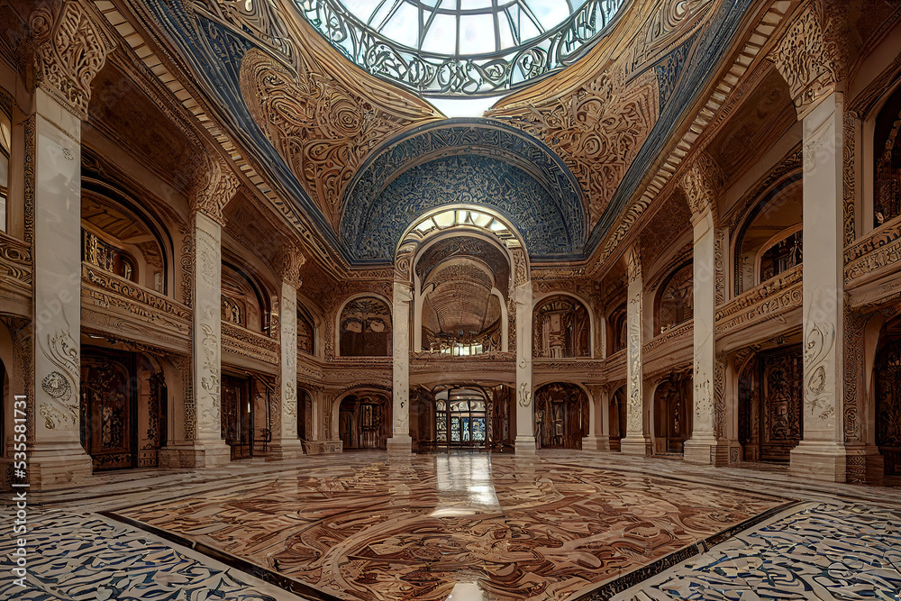 Ancient architecture, a beautiful fantasy hall of the museum, high ...