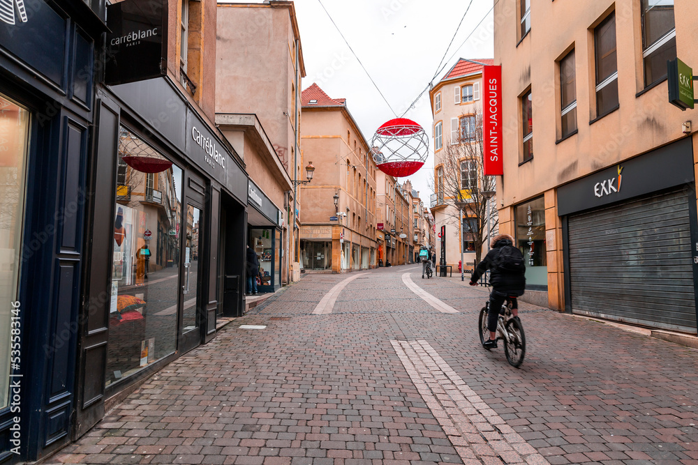 Street view and typical french buildings in Metz, France Stock Photo ...