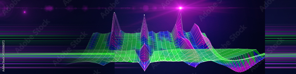 Abstract background polygonal grid with color blurred lines and spot on ...