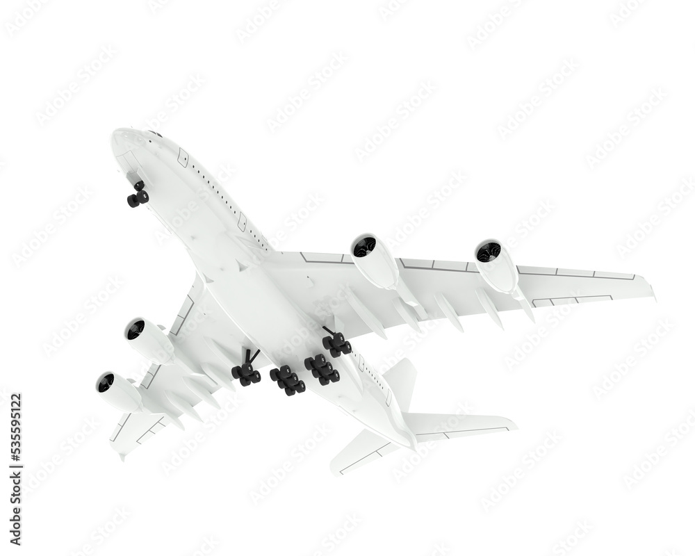 Flying airplane on transparent background. 3d rendering - illustration ...