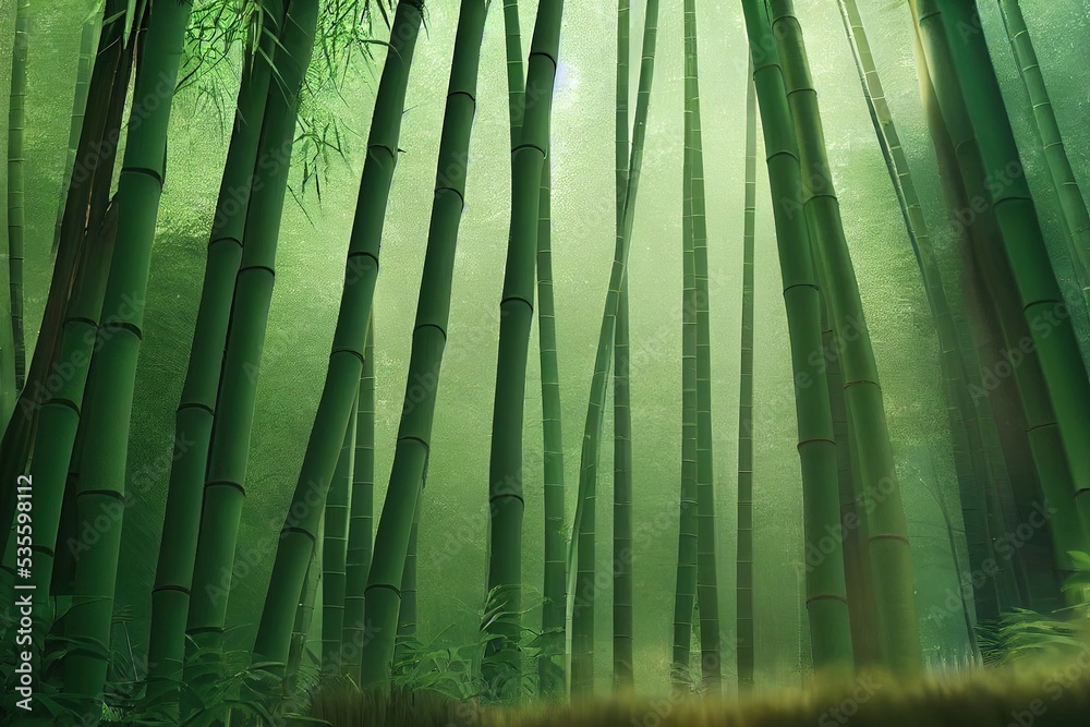 Bamboo Forest Background Illustration - Digital Art, 3D Render, Concept ...