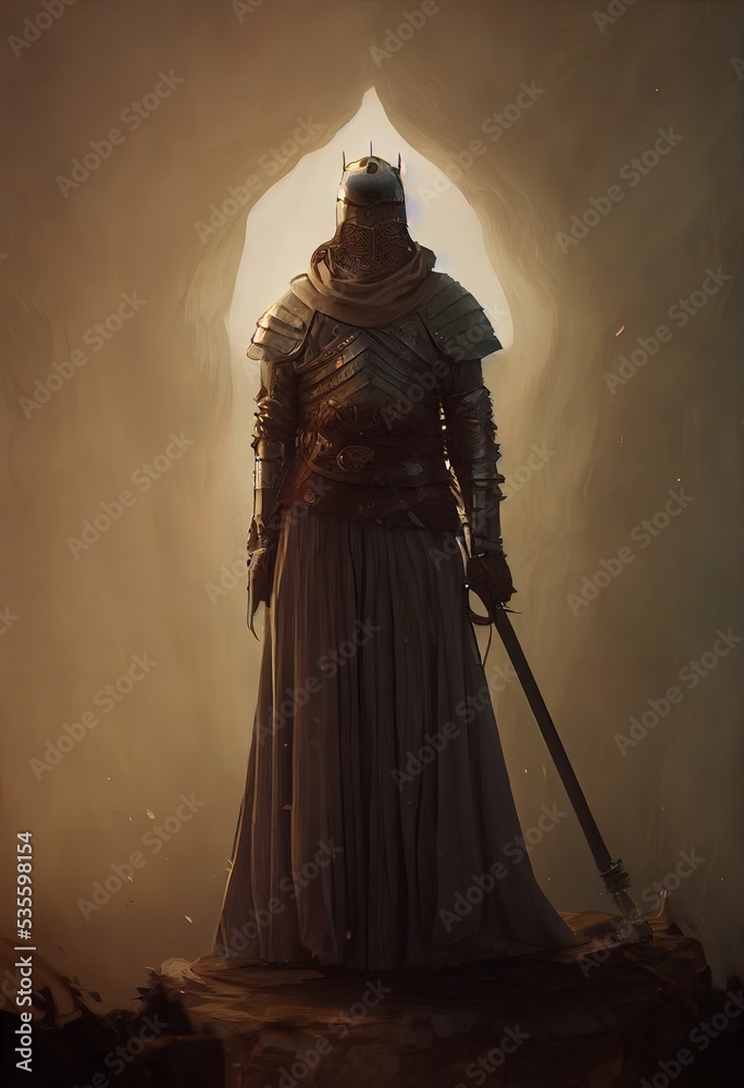 Banished Knight with Sword, Dark Fantasy - Digital Art, 3D Render ...