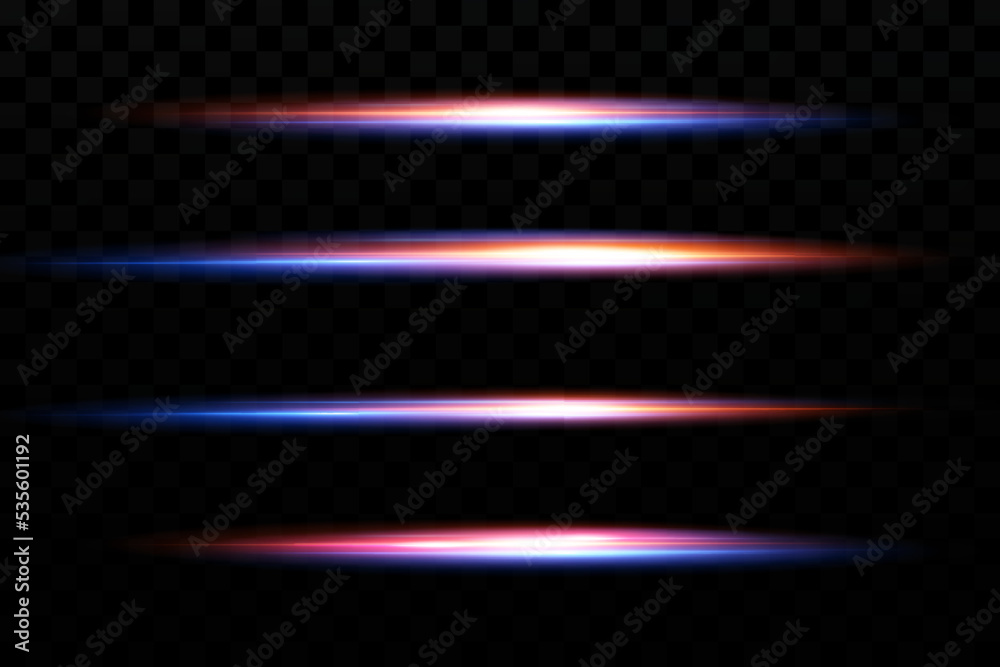 Motion light effect for banners. Blue lines. The effect of speed on a ...