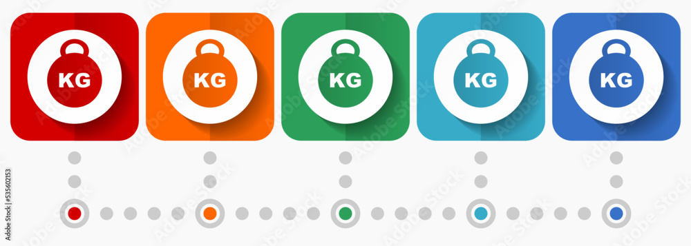 Kilogram weight vector icons, infographic template, set of flat design ...