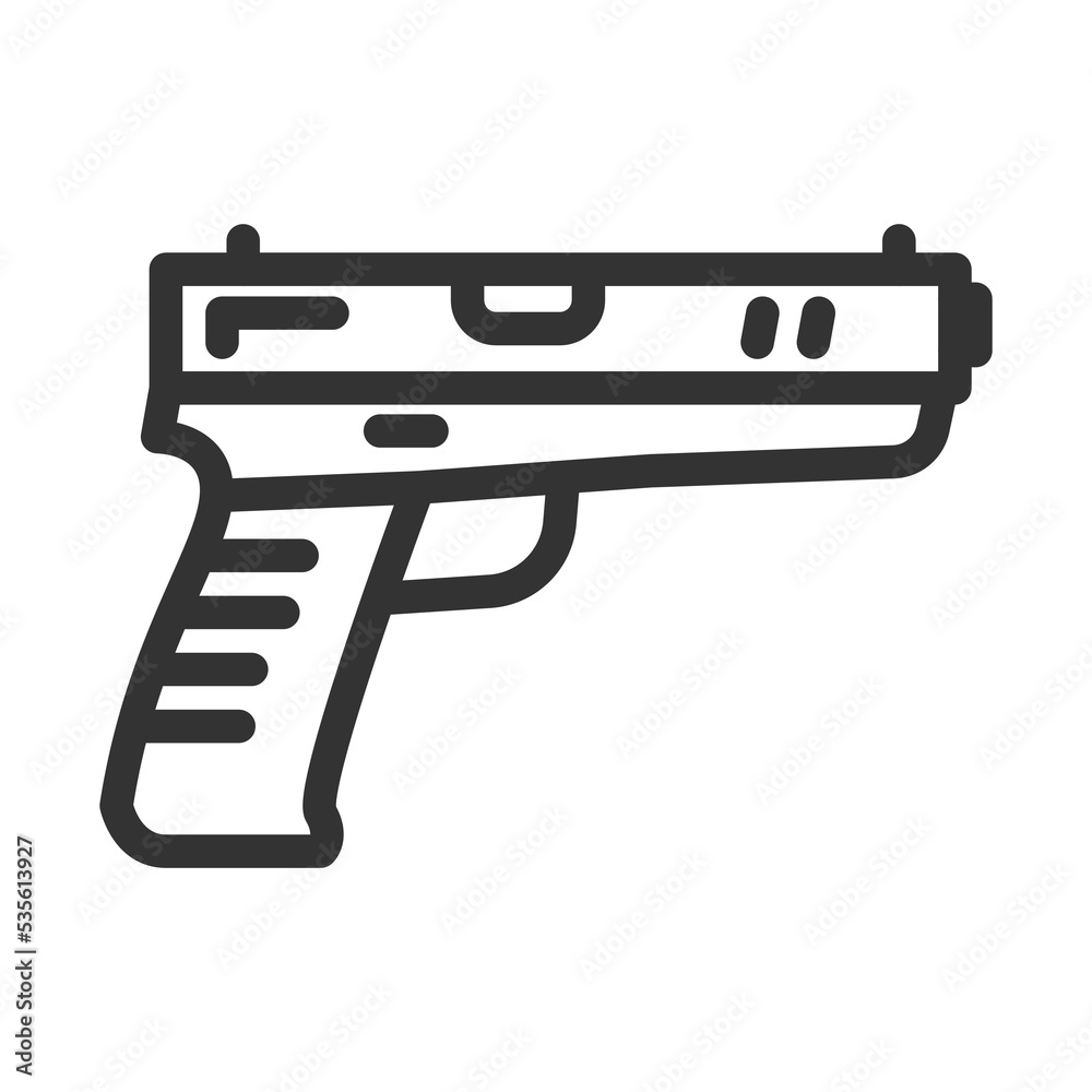 Pistol icon. Handgun sign. Flat style vector illustration isolated on ...