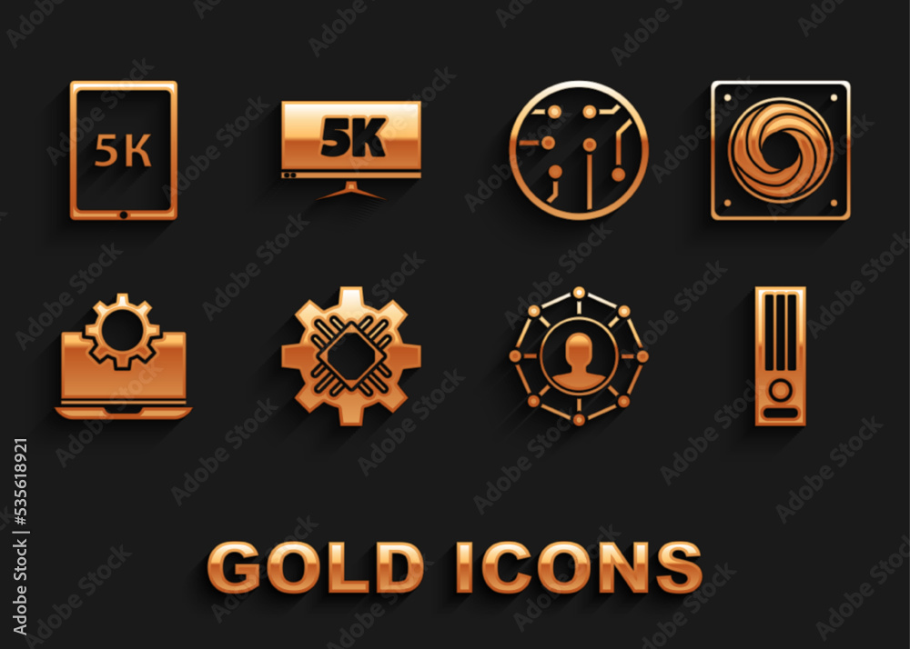 Set Processor, Computer cooler, Video game console, Project team base, Laptop and gear, Tablet ...