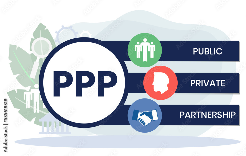 PPP - Public-private partnership acronym. business concept background ...