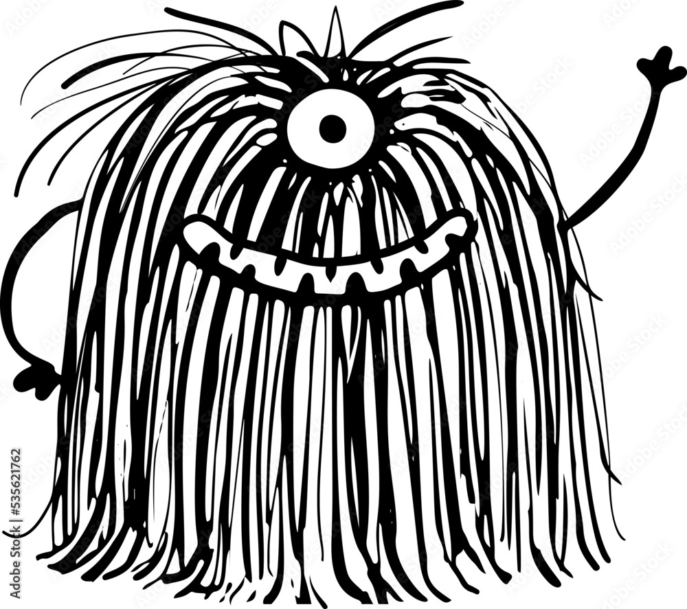 Adorable little fluffy monster animal for children, smiling creature ...