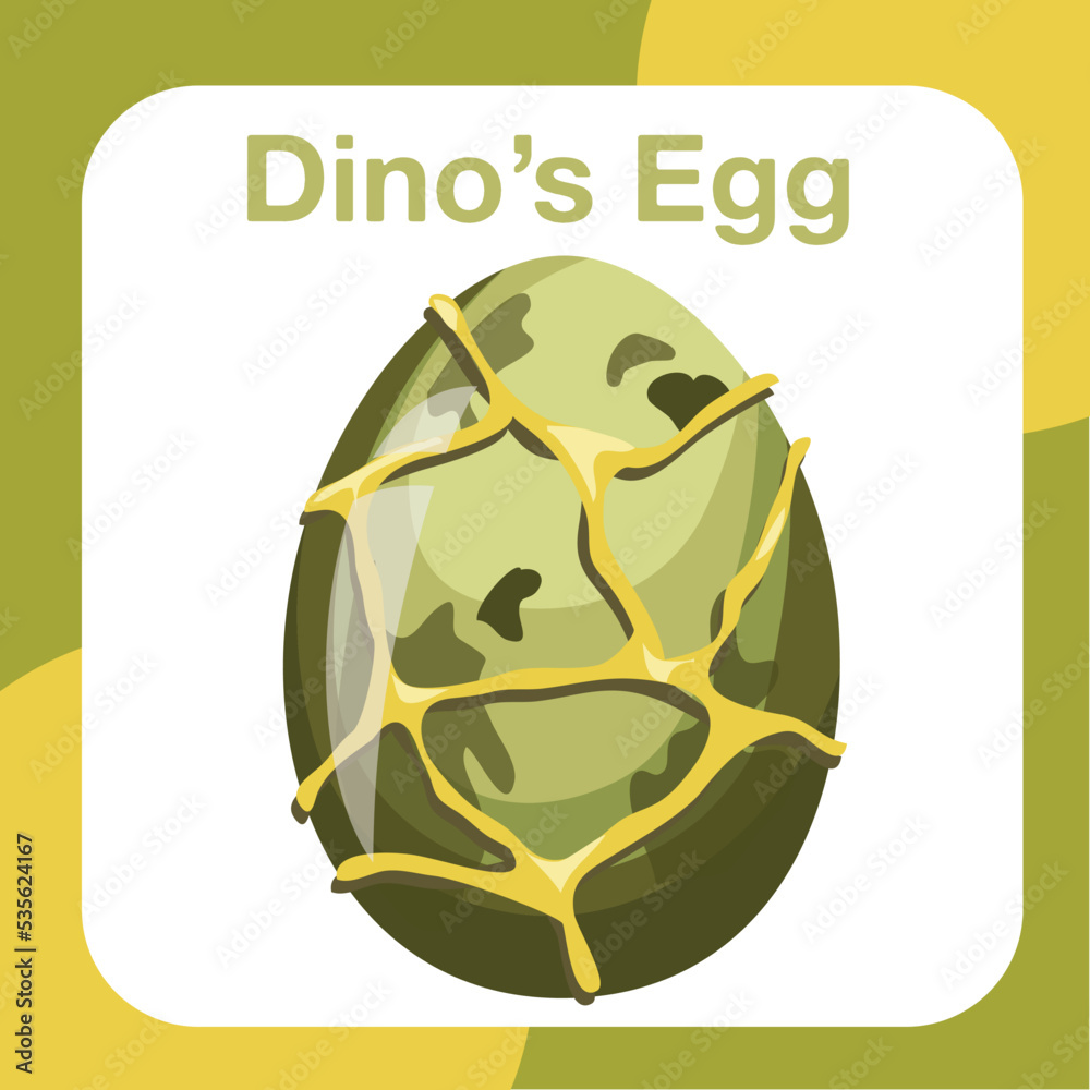 Dino egg flashcard for kids. Introduction card to ancient animal ...