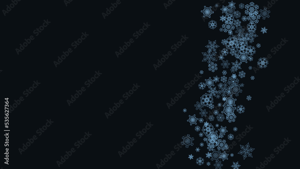 Snowflake border for Christmas and New Year celebration. Holiday ...