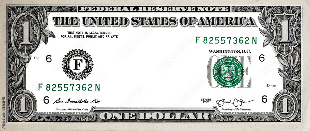 U.S. 1 dollar border with empty transparent middle area ilustração do ...