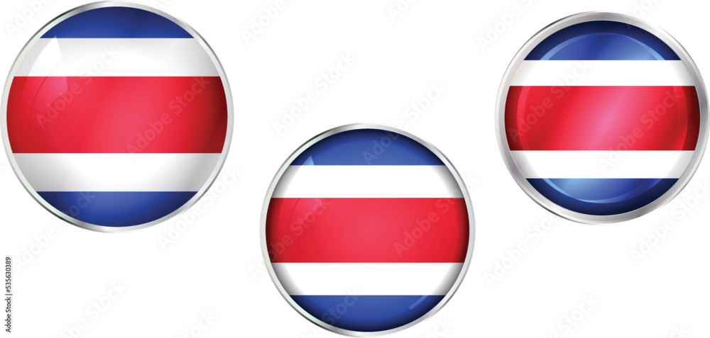 Round national flag pin of Costa Rica.Circular vector flag of Costa ...