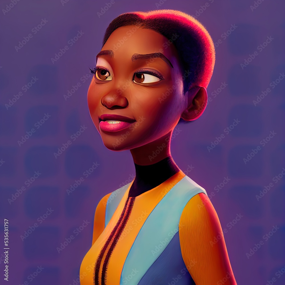 Cartoon big eyed close up portrait. Animated movie character design ...