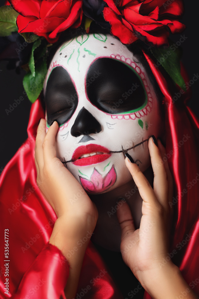 beautiful mexican catrina with expression of tenderness for the ...