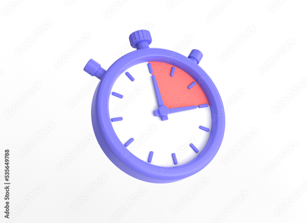 3d stopwatch icon in minimalistic cartoon style. timer illustration on ...