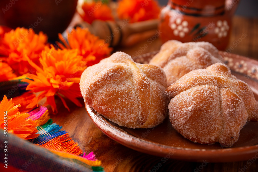 Pan de Muerto. Typical Mexican sweet bread that is consumed in the ...