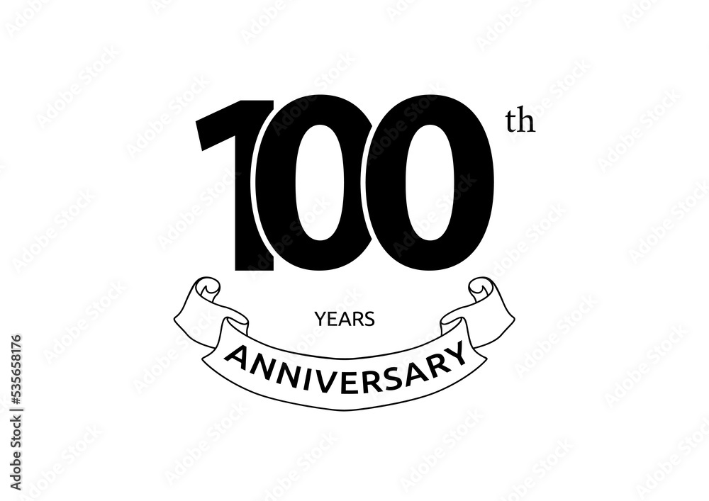 Vector illustration of 100 years anniversary logo with black color on ...