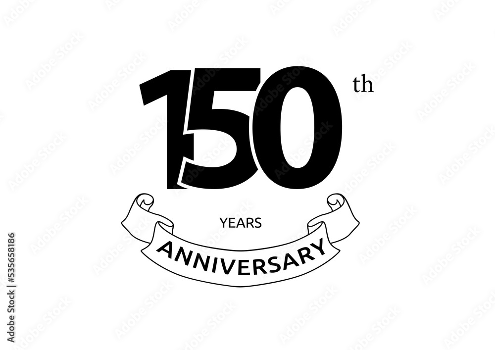 Vector illustration of 150 years anniversary logo with black color on ...