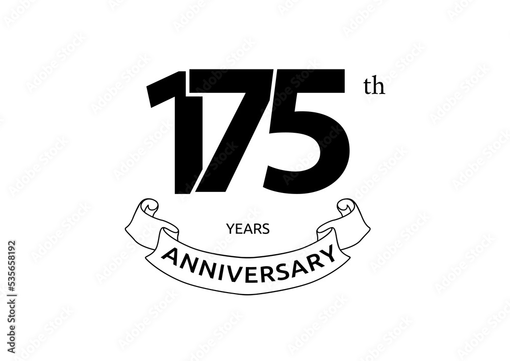 Vector illustration of 175 years anniversary logo with black color on ...