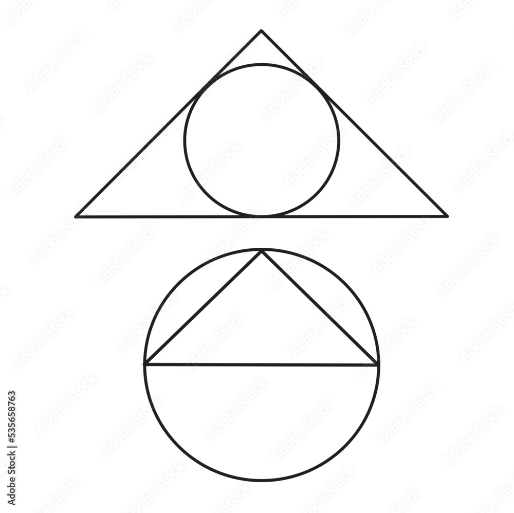a circle described near an isosceles right triangle, a circle inscribed ...