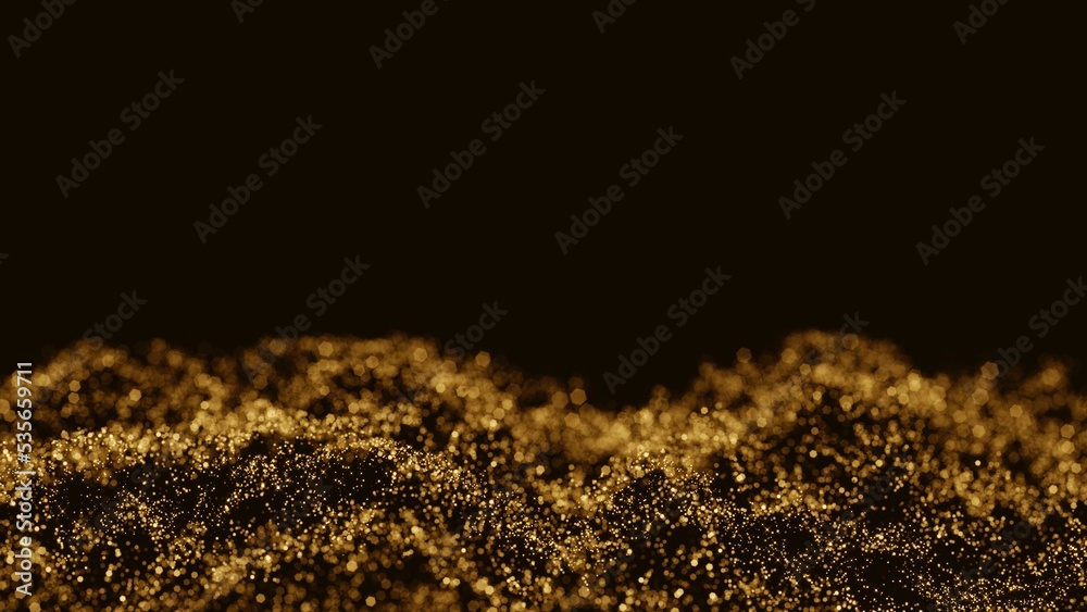 shiny gold powder shining with dark brown background, noisy texture ...