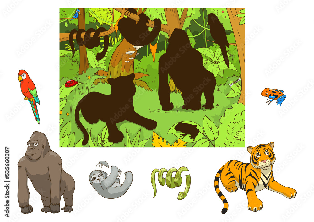 Jungle animals cartoon educational game PNG illustration with ...