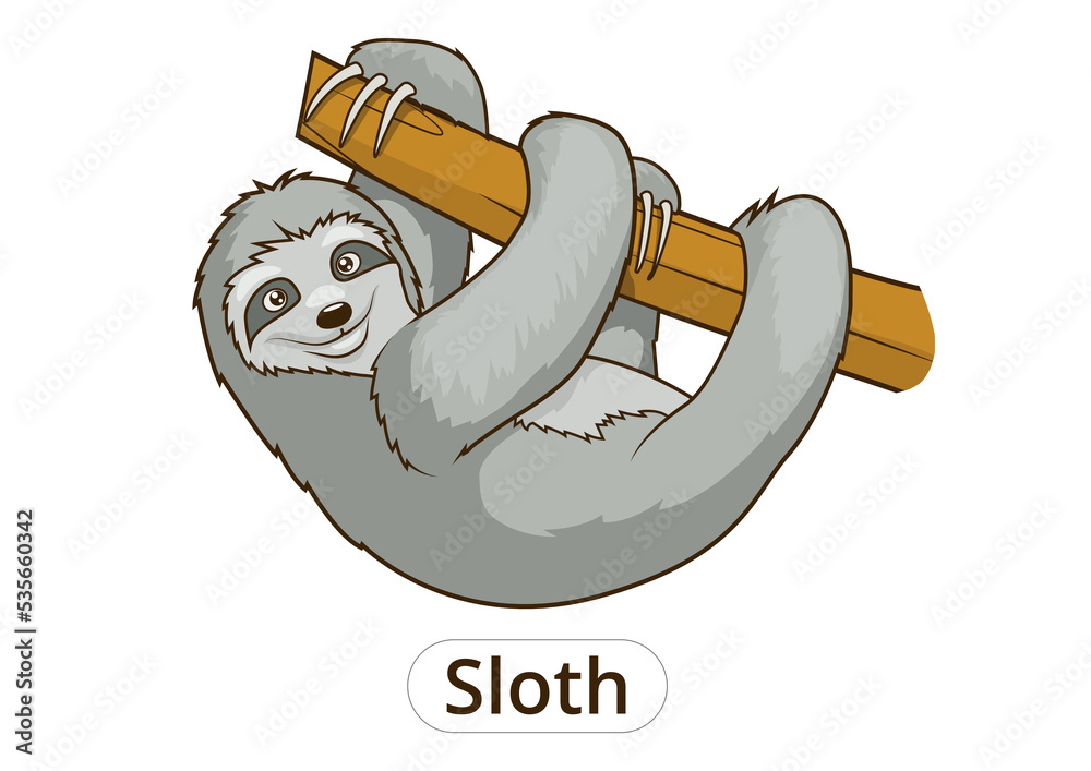 Sloth cartoon PNG illustration with transparent background Stock ...