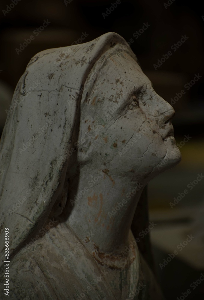 Virgin Mary statue under reconstruction Stock Photo | Adobe Stock