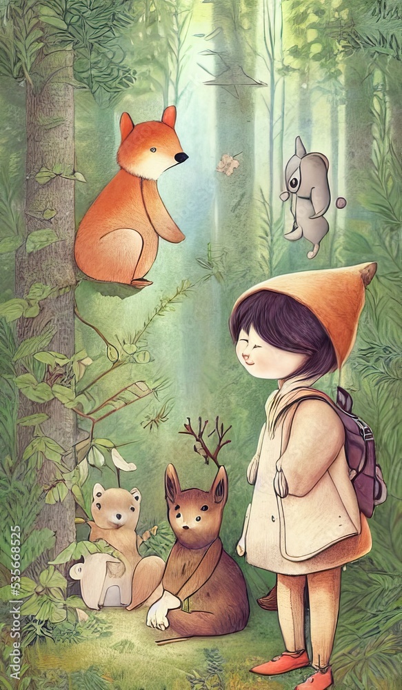 cute forest animal monsters living in an enchanted forest woods ...