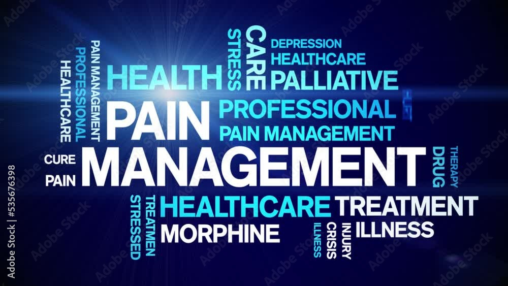 Pain Management animated tag word cloud;text design animation kinetic ...