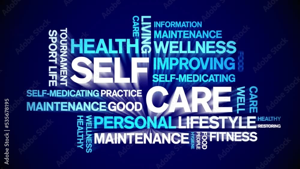 Self Care animated tag word cloud;text design animation kinetic ...