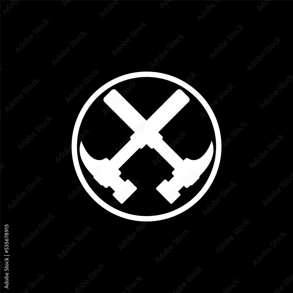 Double hammer logo template with geometric japanese kamon illustration ...