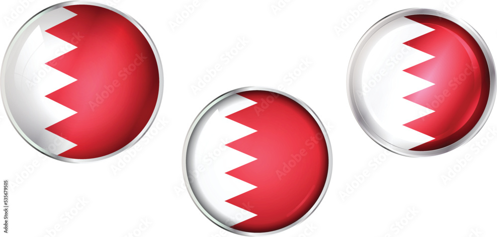 Round national flag pin of Bahrain.Circular vector flag of Bahrain ...