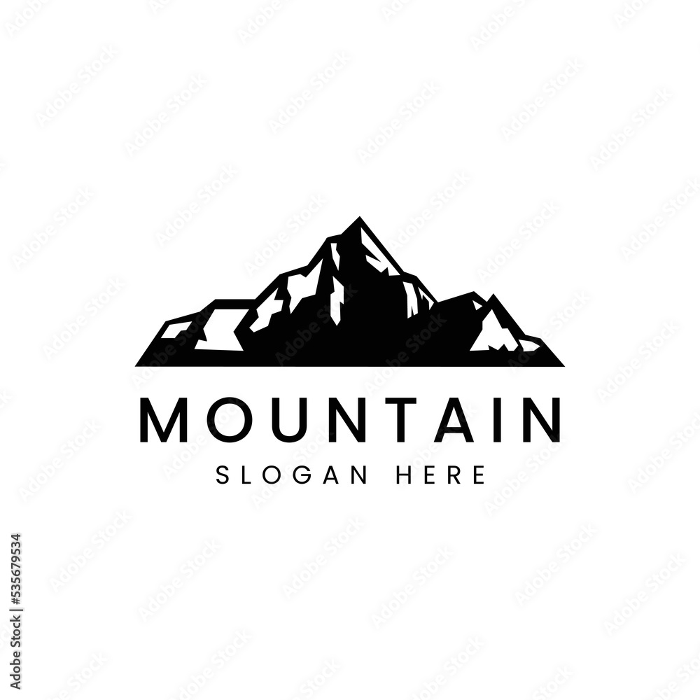 Mountain ridge with many peaks and the forest at the foot-stock vector ...