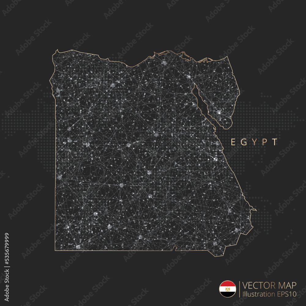 Egypt vector map abstract geometric mesh polygonal light concept with ...