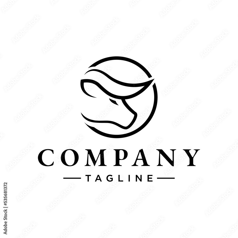 Black ox Bull in Circle Logo Design Inspiration Stock Vector | Adobe Stock