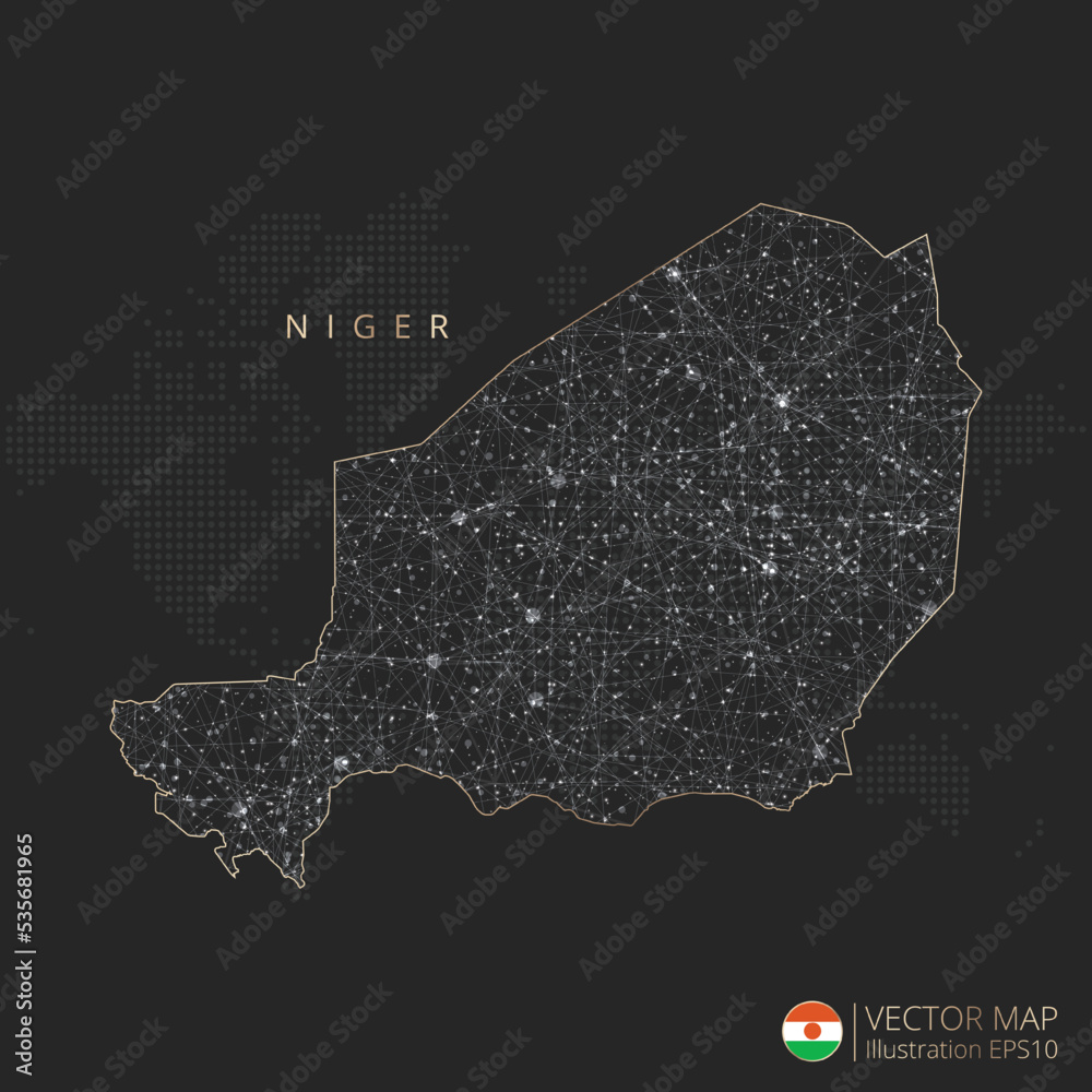 Niger vector map abstract geometric mesh polygonal light concept with ...