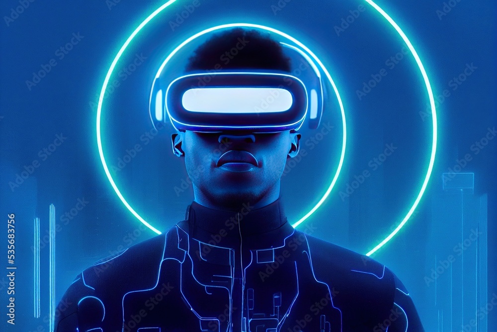 Virtual Reality in the Metaverse - An AI-generated illustration of a ...