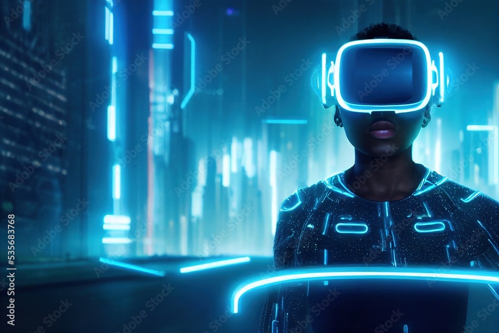 Virtual Reality in the Metaverse - An AI-generated illustration of a ...