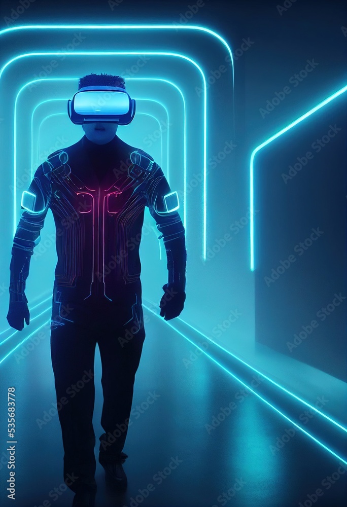 Virtual Reality in the Metaverse - An AI-generated illustration of a ...