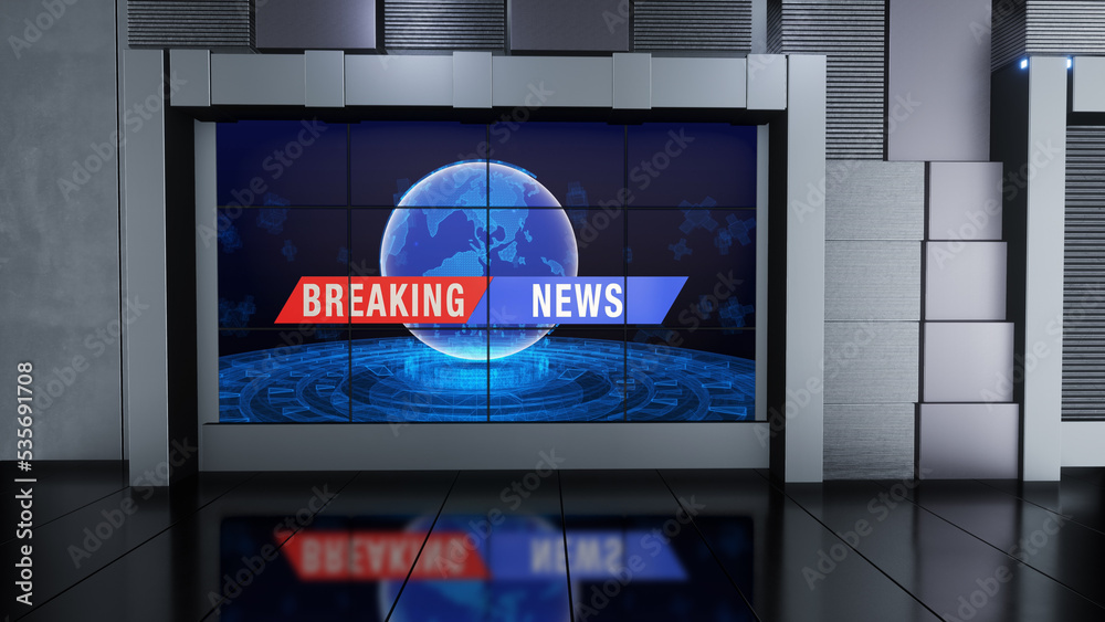News Studio, Backdrop For TV Shows .TV On Wall.3D Virtual News Studio ...
